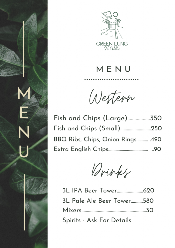 Western Menu – GLPVillas